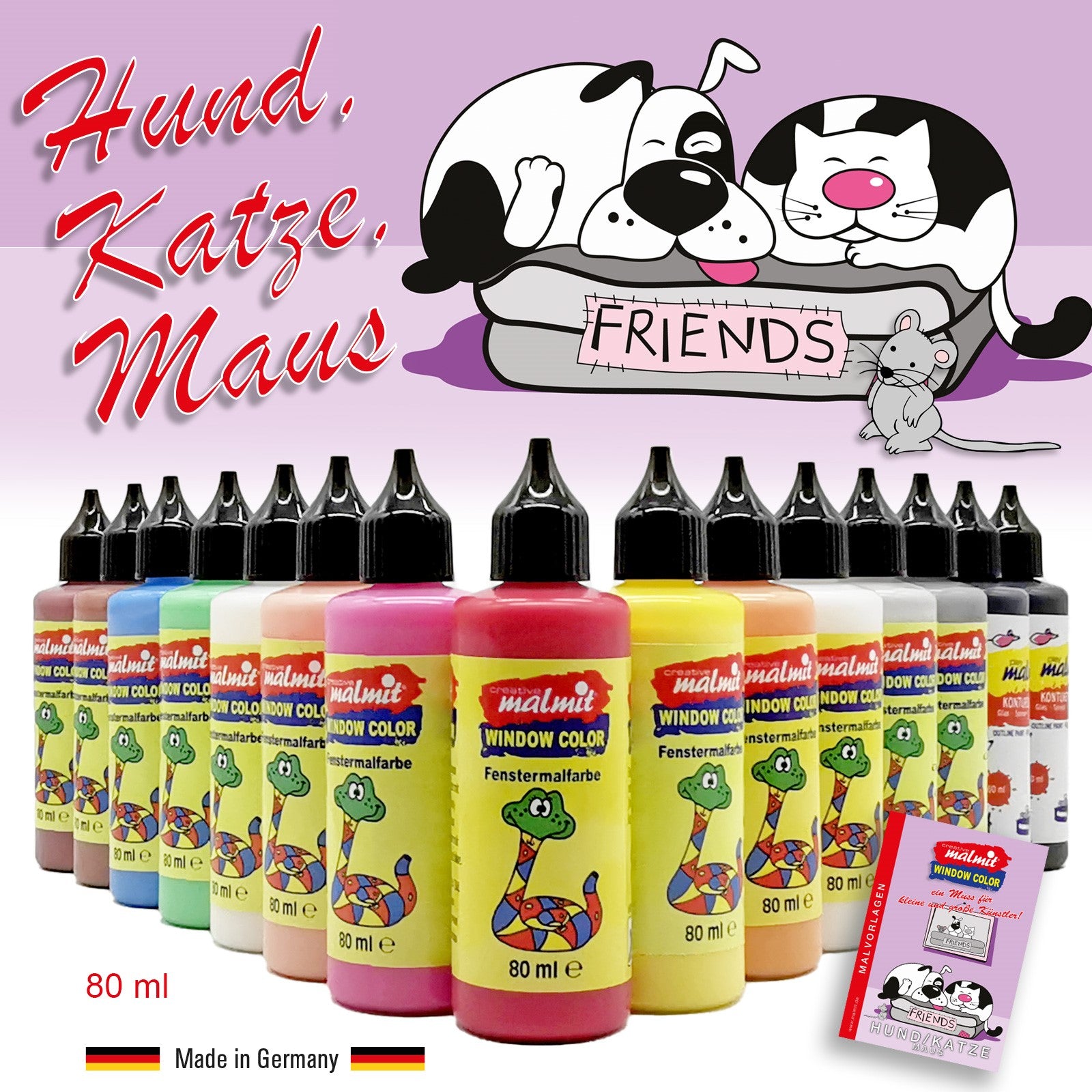 Window Color Hund-Katze-Maus Set 15 Fenstermalfarben Fensterfarben Mal